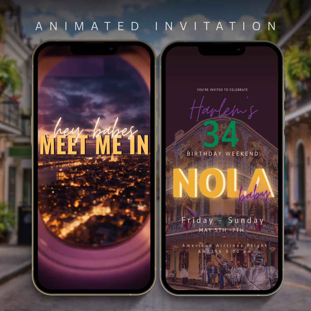 New Orleans Birthday Trip Invitation, Animated Girls Trip Invite With ...