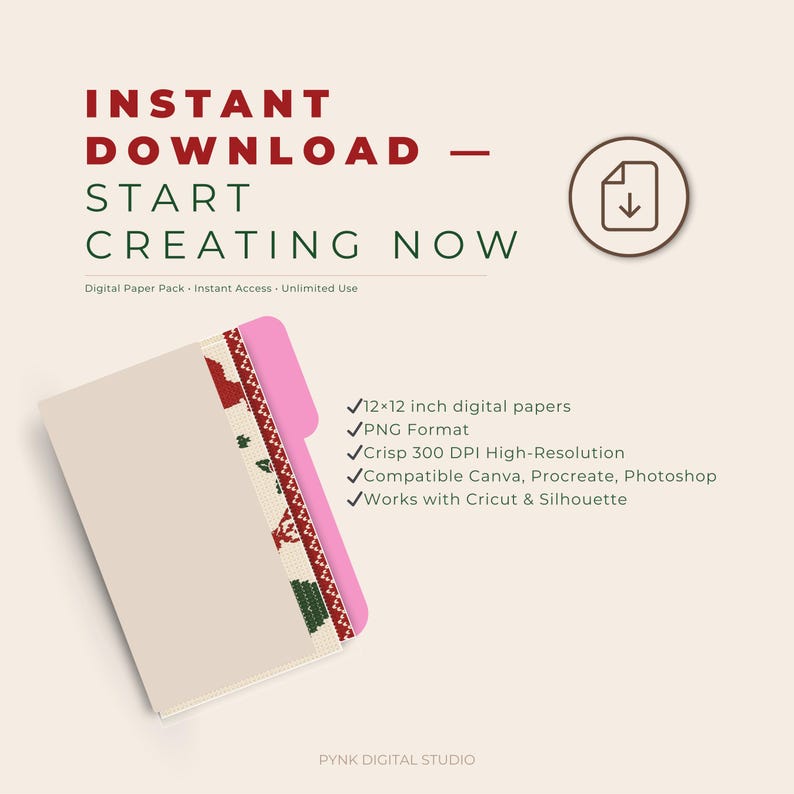 Ugly Sweater Christmas Digital Paper Pack – Knitted Holiday Patterns ...