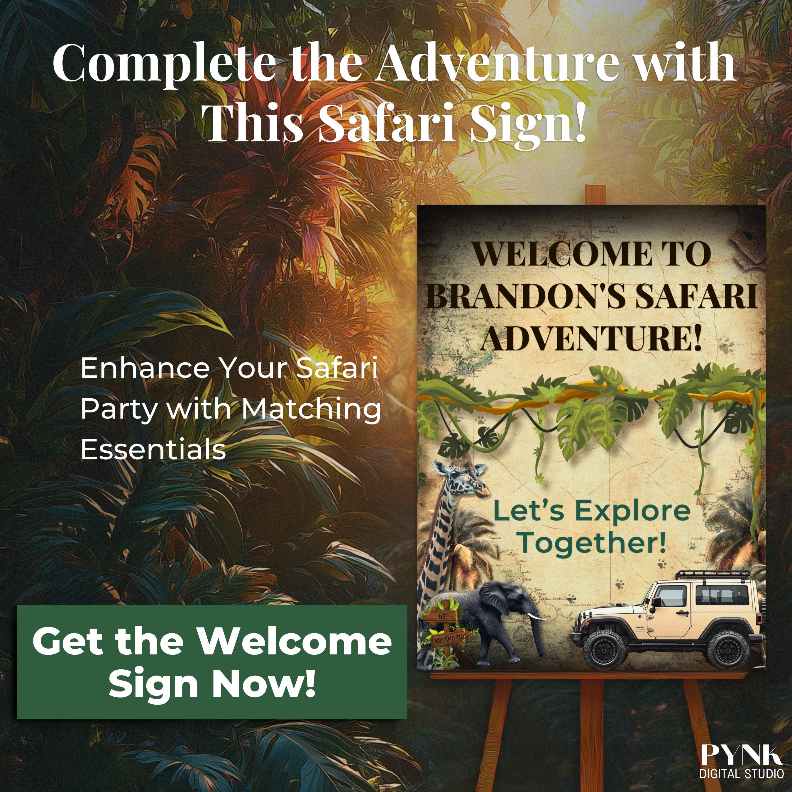 Safari Adventure 18x24 Welcome Sign Customizable Safari-themed Party ...