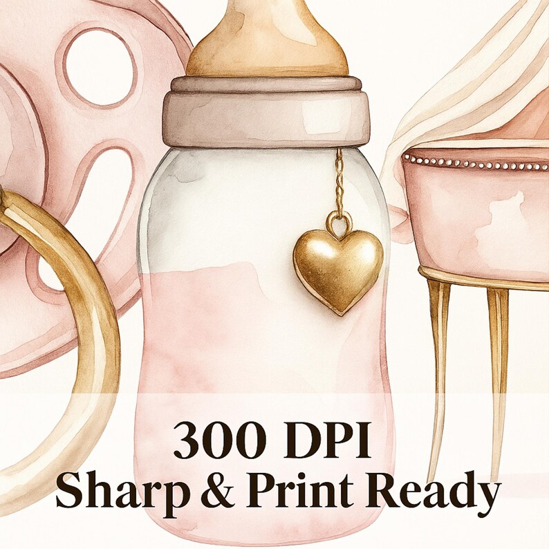 Watercolor Baby Clipart PNG Bundle: Glam Nursery Art (digital Download ...