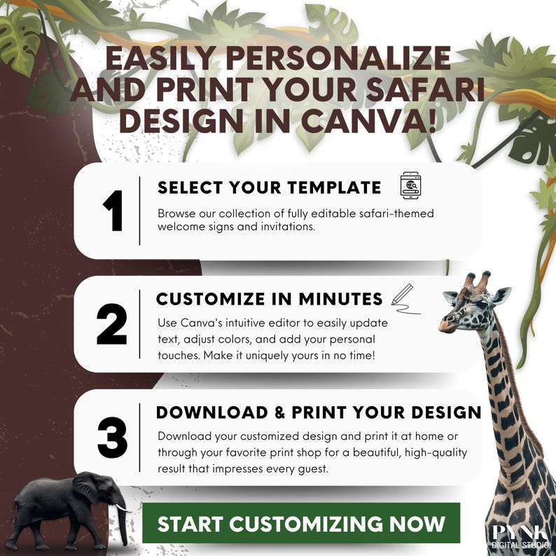 Safari Adventure 18x24 Welcome Sign Customizable Safari-themed Party ...