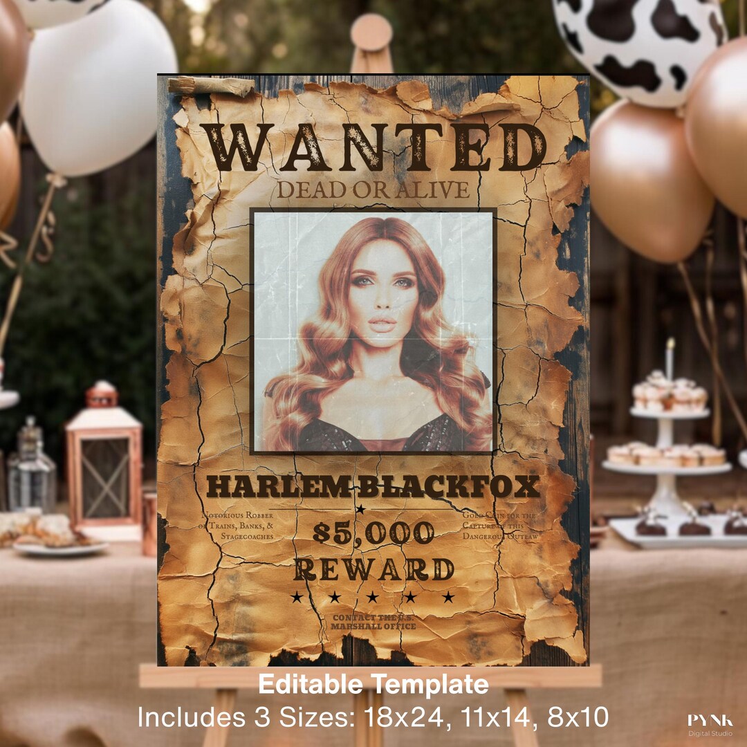 Customizable Wanted Poster: Wild West Cowgirl Birthday Decor (digital ...