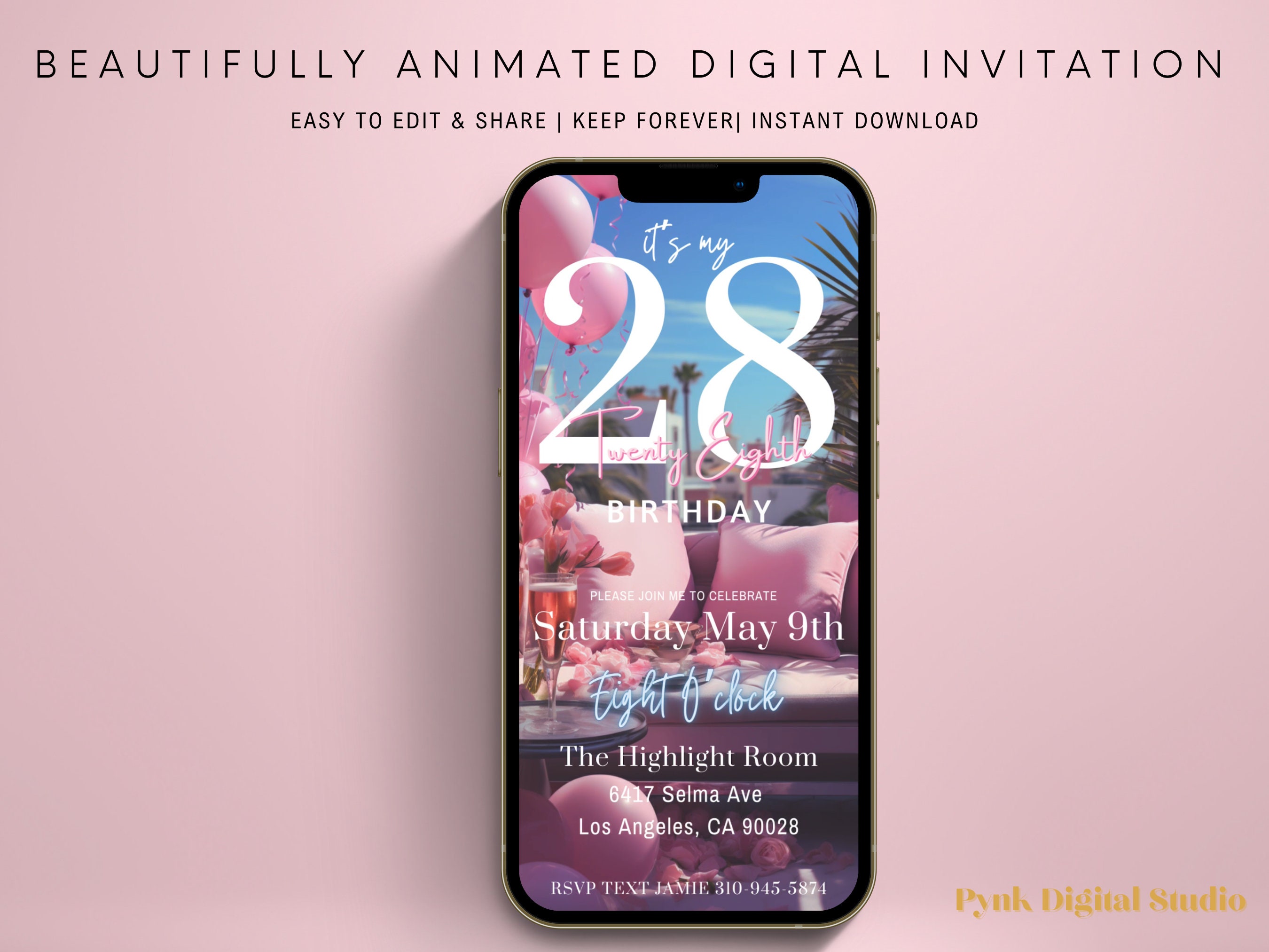 Tropical Theme Birthday Party Digital Editable Invite Template - Etsy
