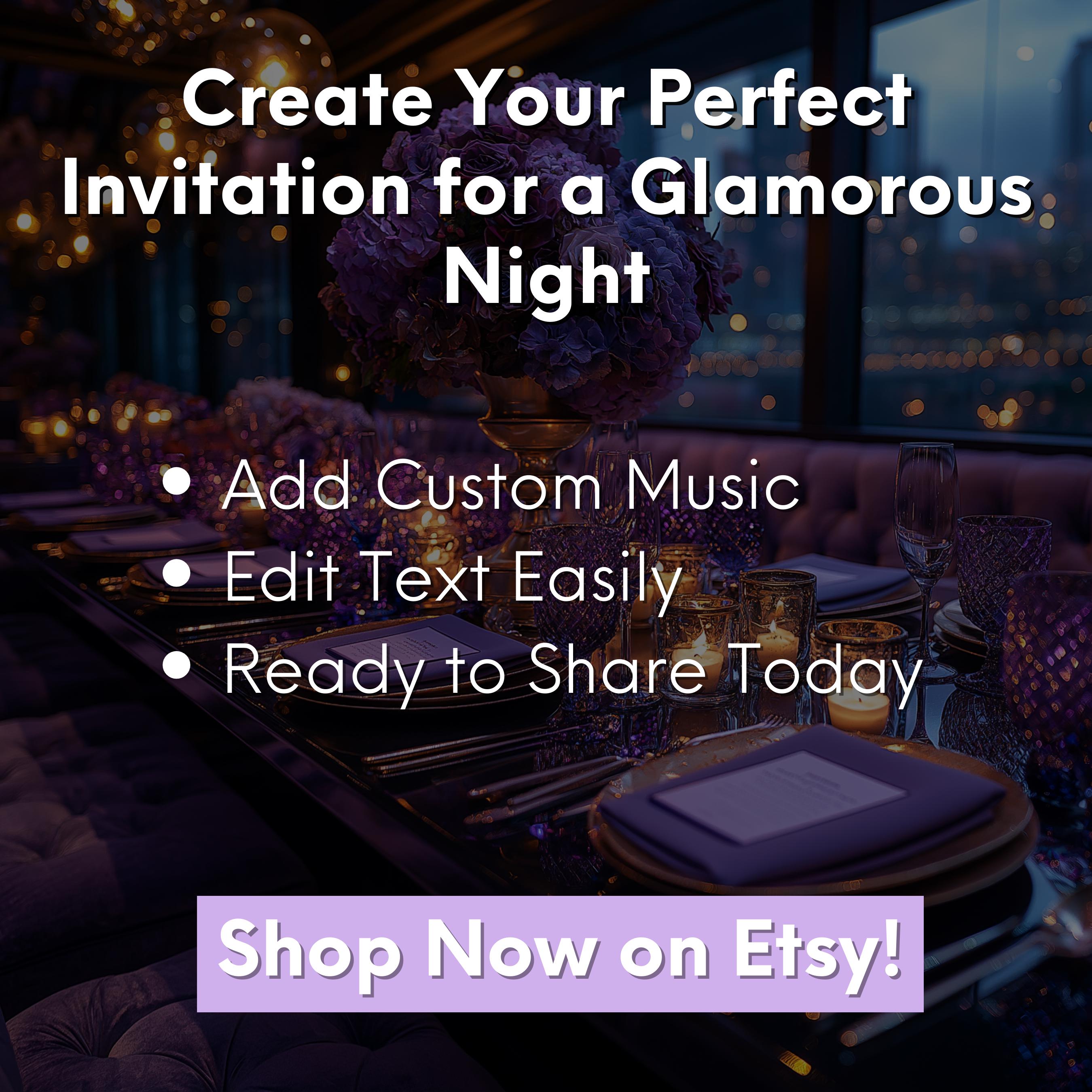 Elegant Animated Birthday Invitation Glamorous Night Out DIY Editable ...