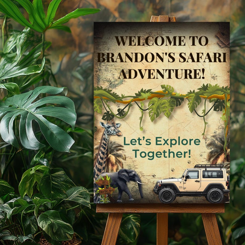 Safari Adventure 18x24 Welcome Sign Customizable Safari-themed Party ...