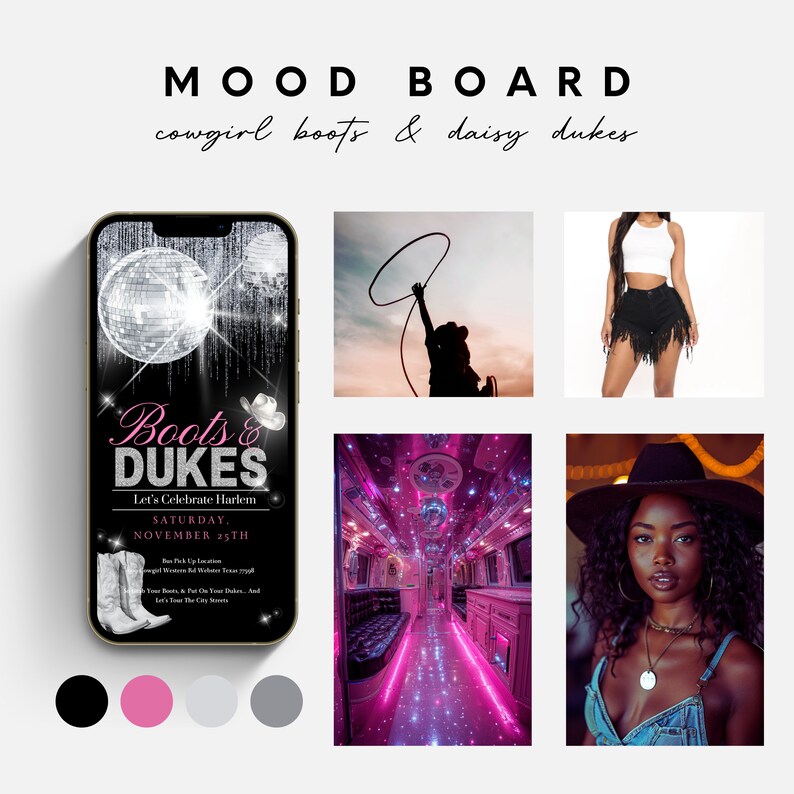 Cowgirl Western Birthday Party Editable Invite Template - Etsy