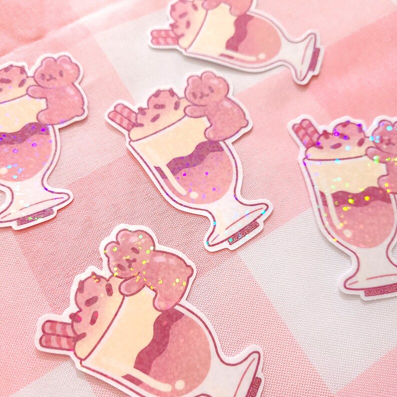 Strawberry Milkshake Bear Vinyl Sticker, Dessert Theme Gummy Bear Decal ...