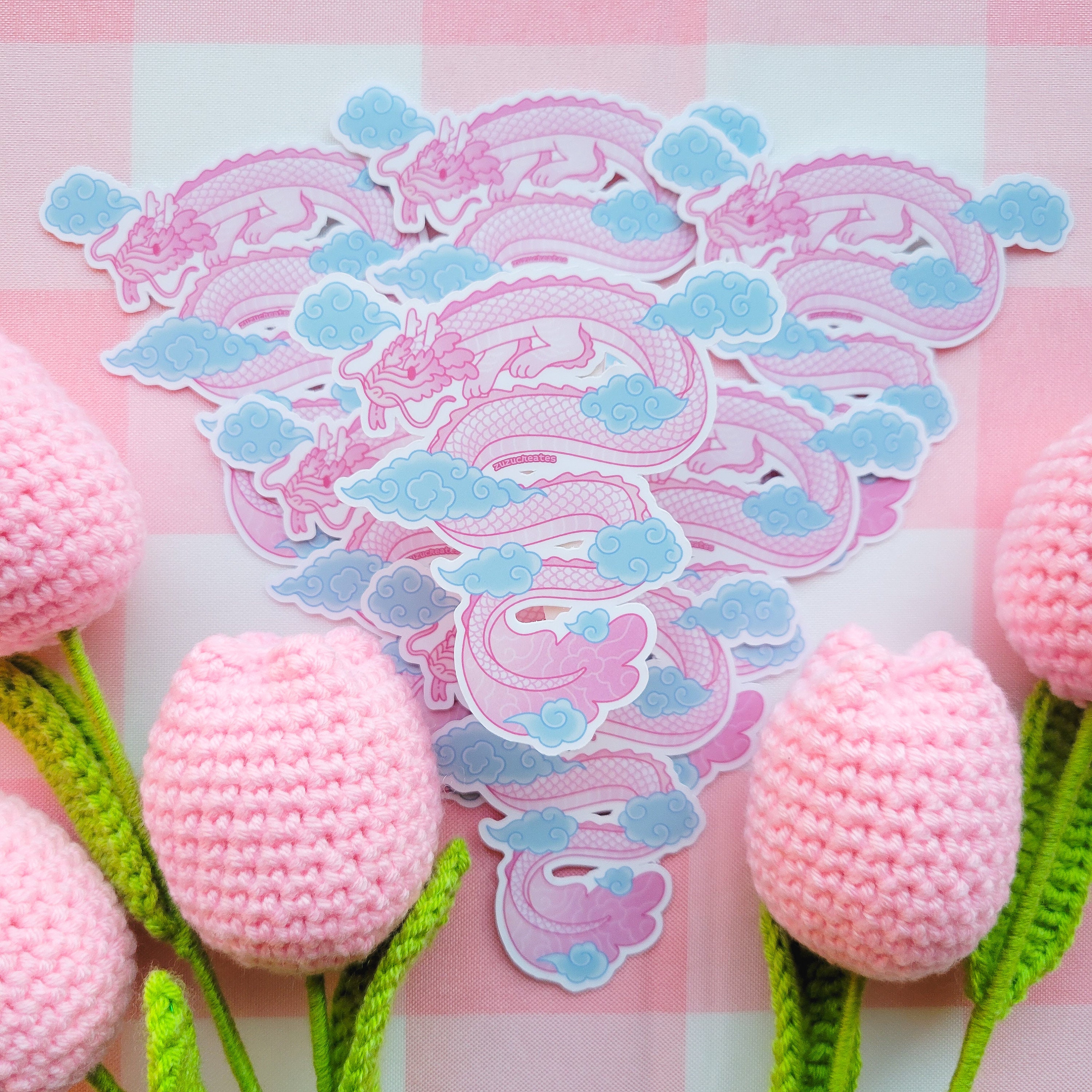 Pink Dragon Vinyl Sticker, Cute Kawaii Aesthetic Cloud Theme Decal - Etsy