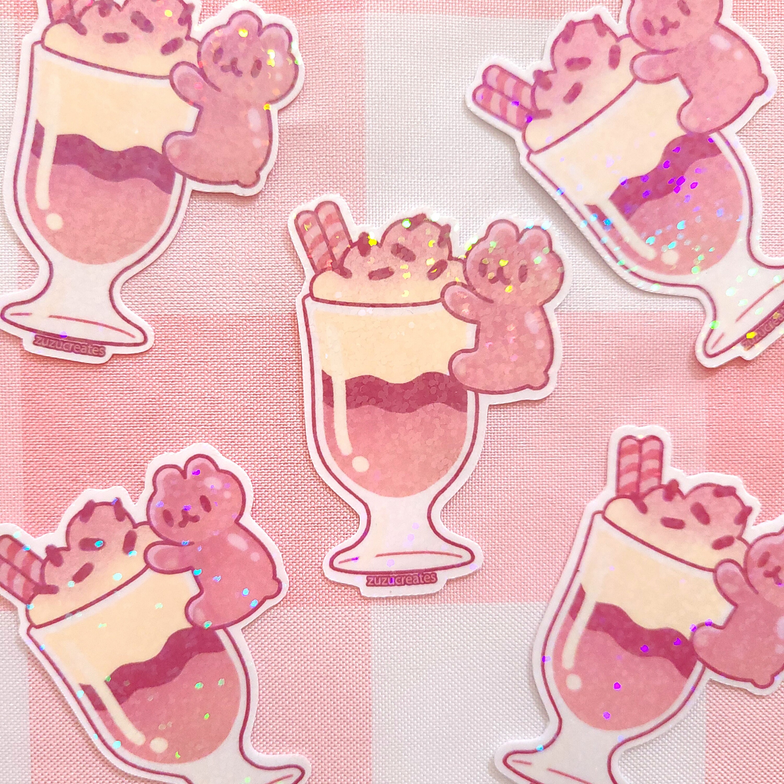 Strawberry Milkshake Bear Vinyl Sticker, Dessert Theme Gummy Bear Decal ...