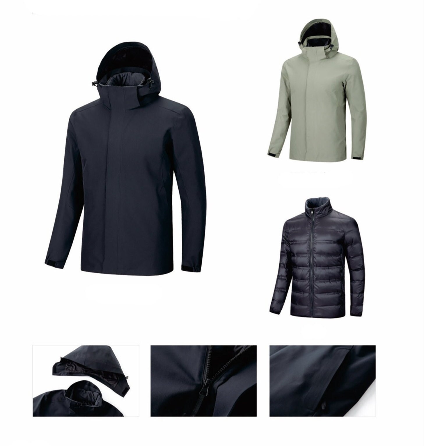 Men's 3-in-1 Puffer Jacket: Detachable Inner Liner, Waterproof and ...