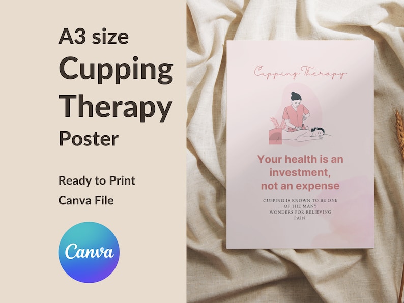 Canva Template Cupping Therapy Hijama A3 Poster Health is Investment ...