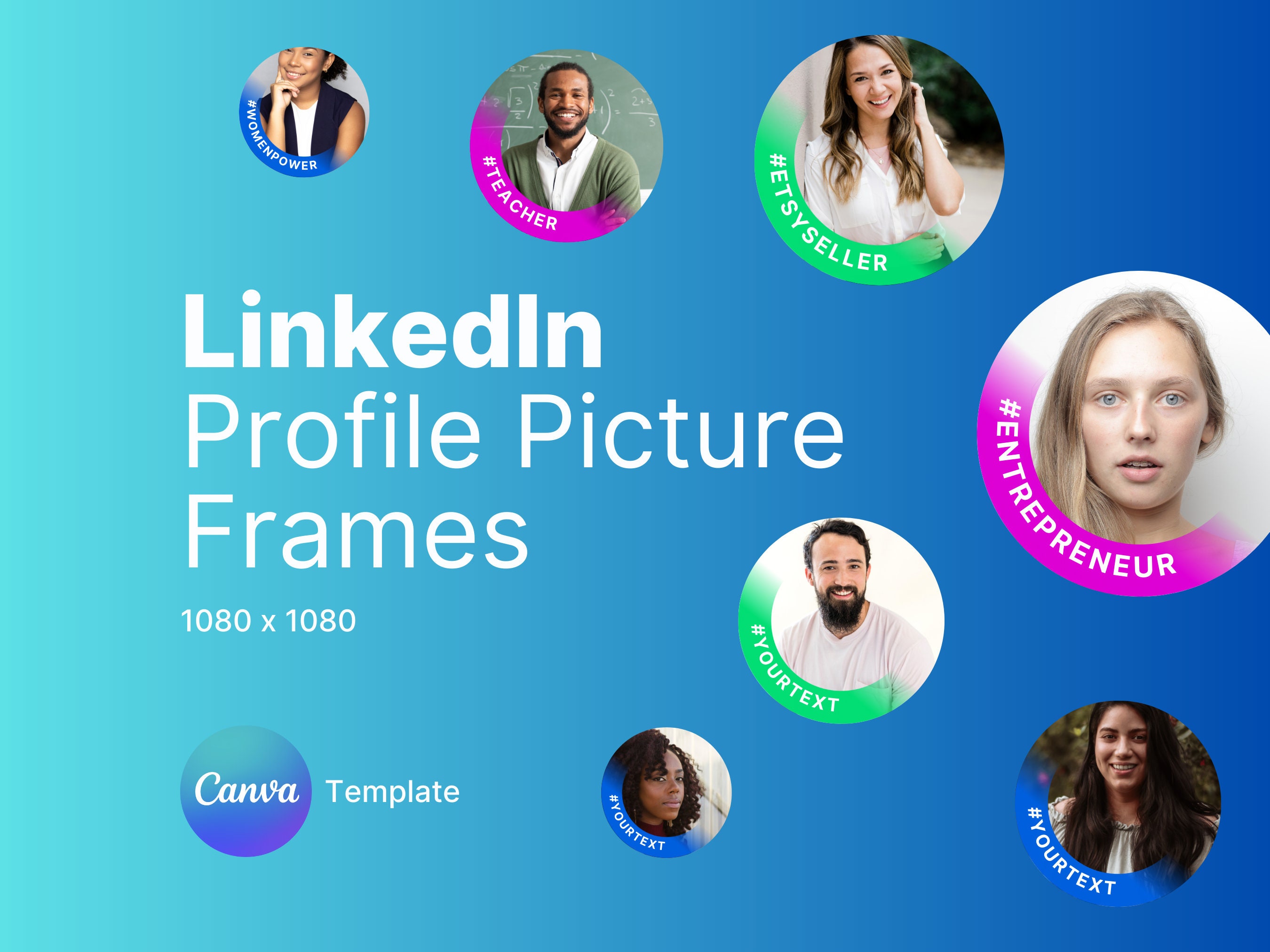 Linkedin Profile Picture Frames Canva Template Add to Your - Etsy
