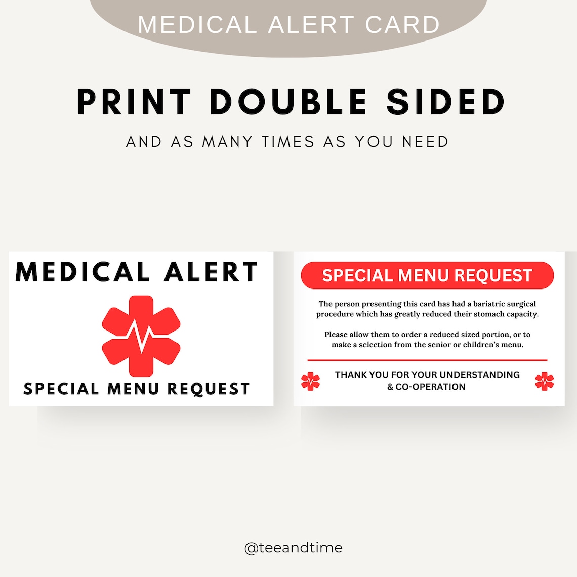 Bariatric Surgery Menu Request Card - Gastric Sleeve Bypass Band ...