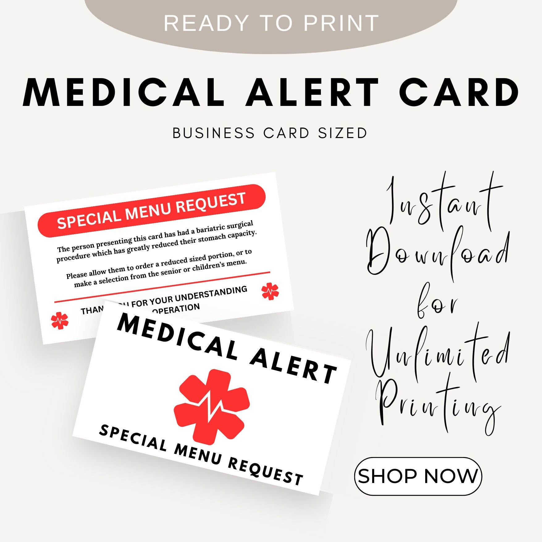 Bariatric Surgery Menu Request Card - Gastric Sleeve Bypass Band ...