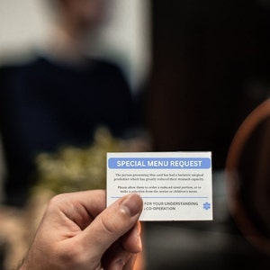 Bariatric Surgery Menu Request Card - Gastric Sleeve Bypass Band ...