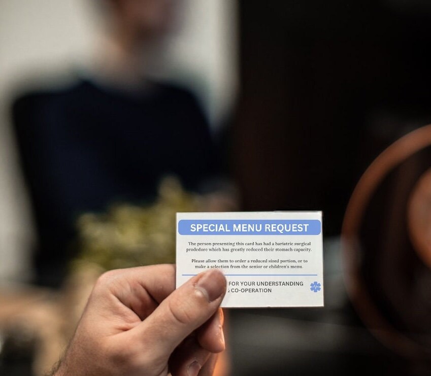 Bariatric Surgery Menu Request Card - Gastric Sleeve Bypass Band ...