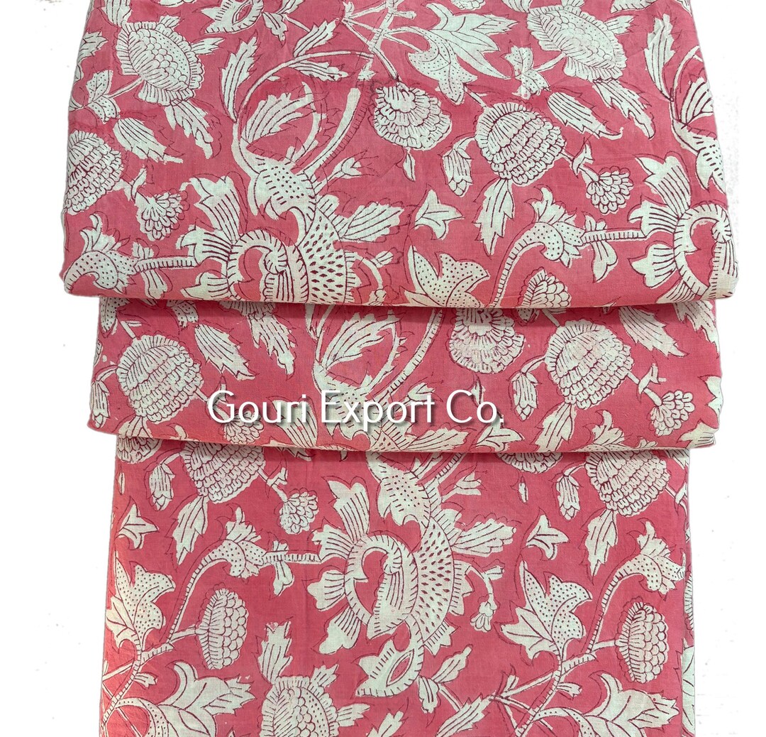 Hand Block Print Cotton Fabric: Indian Floral Textile, Eco-friendly ...