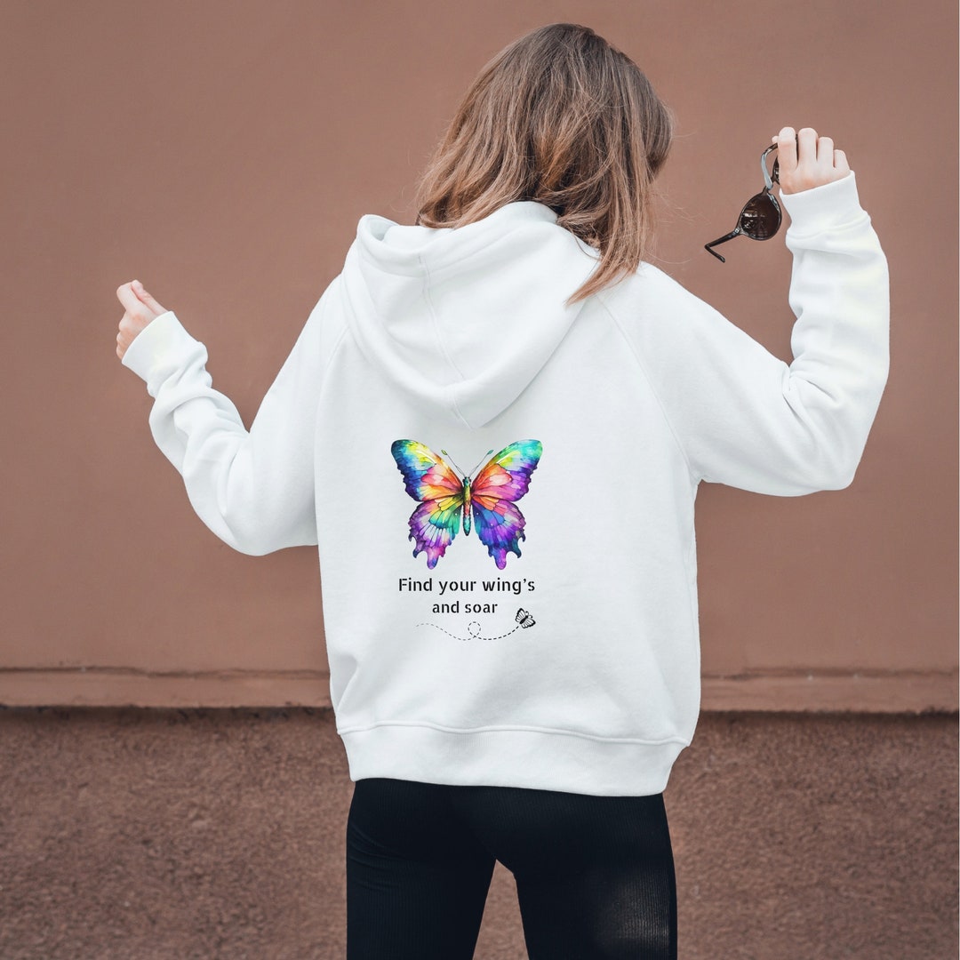 Butterfly Hoodie: Y2k Fashion Aesthetic With Monarch Butterfly, Rainbow ...