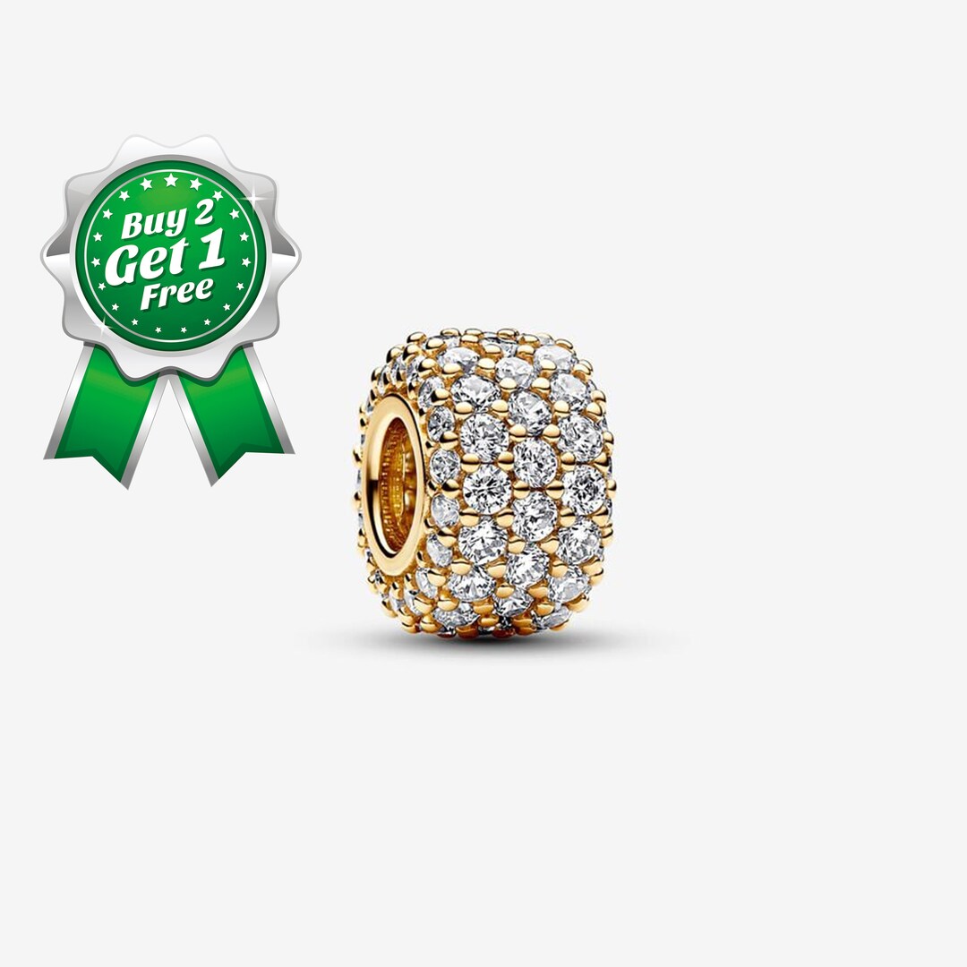 Sparkling Avé Triple-row Charm, S925 Sterling Silver Charm, Charm for ...