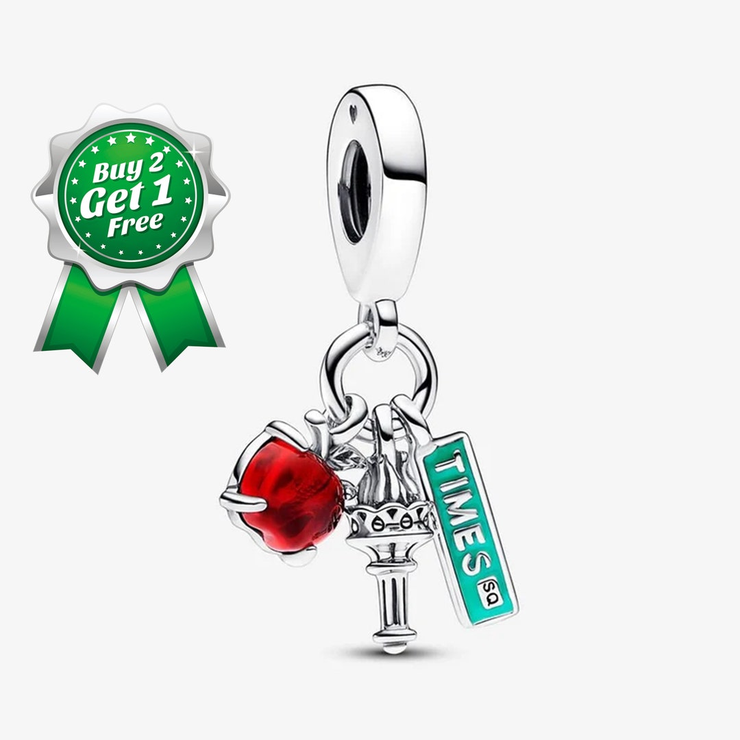 NYC Apple Torch and Street Sign Triple Dangle Charm S925 - Etsy