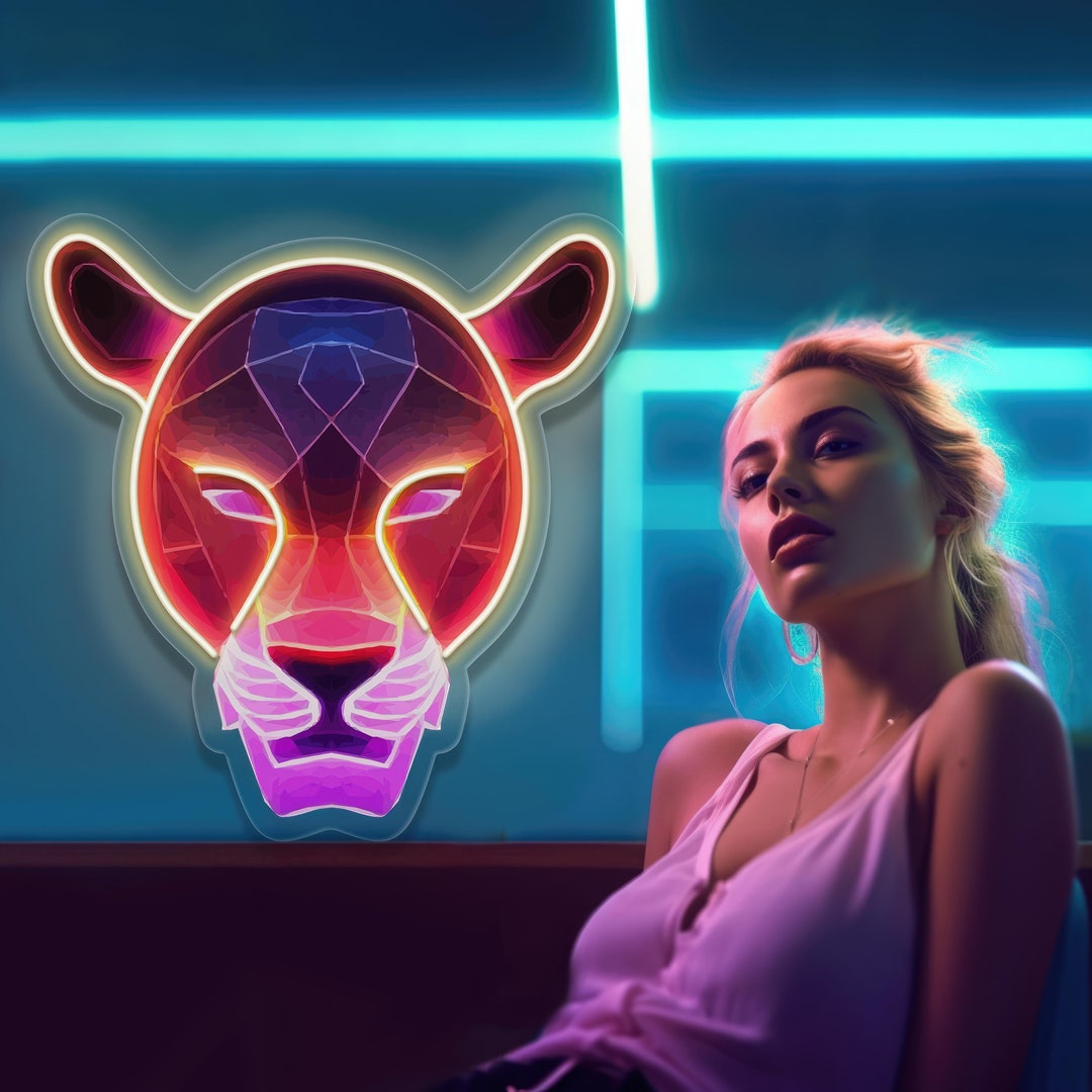 Lion Acrylic Neon LED Light Sign: Art for Aesthetic Bedroom, Living ...