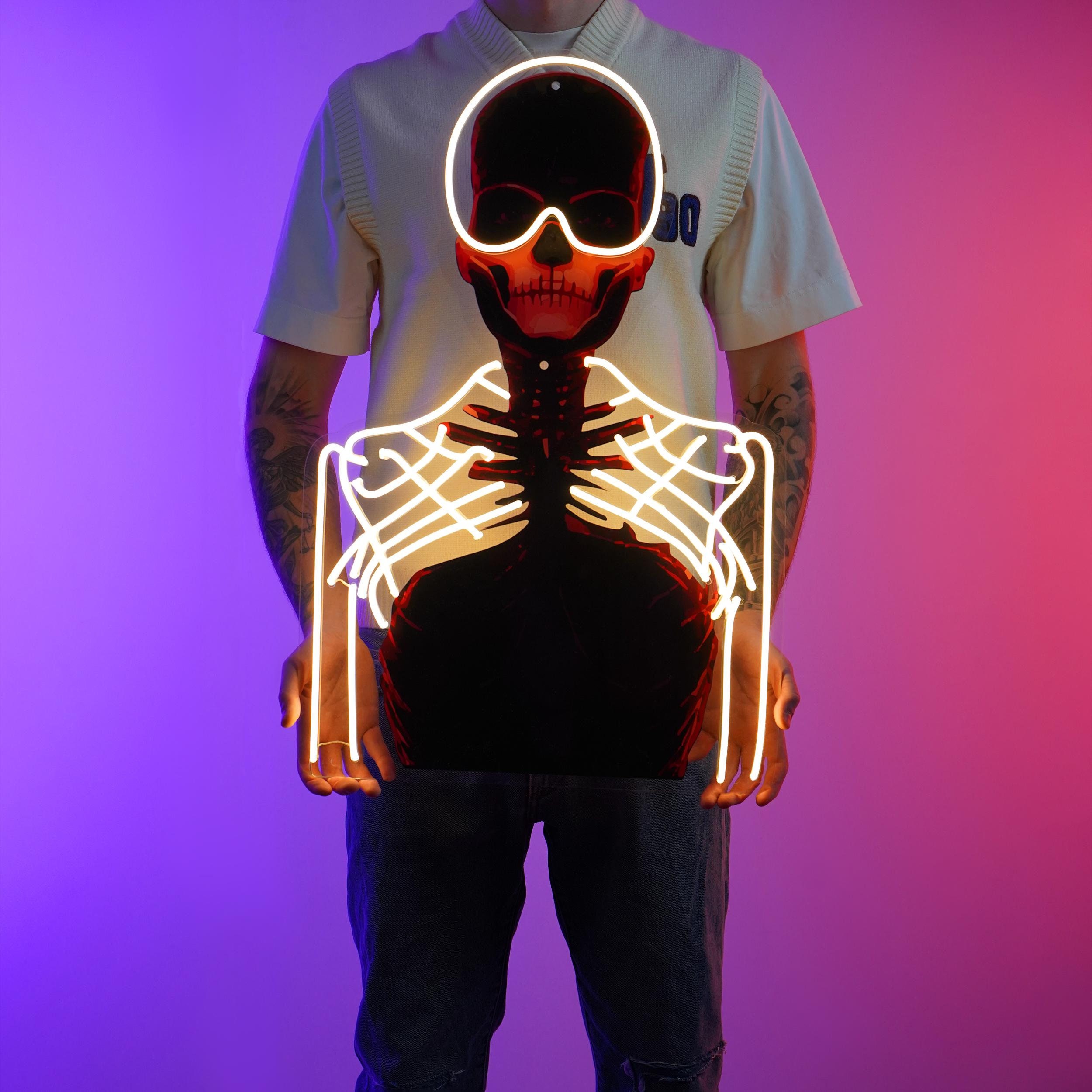Skeleton Neon LED Light Acrylic Sign: Perfect Art Gift for Home ...