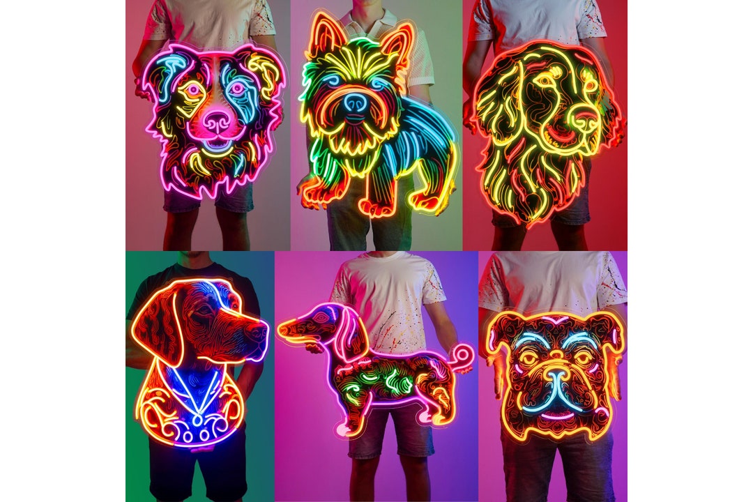 Custom Dog Acrylic Neon LED Light Sign Home Wall Art: Bulldog, Aussie ...