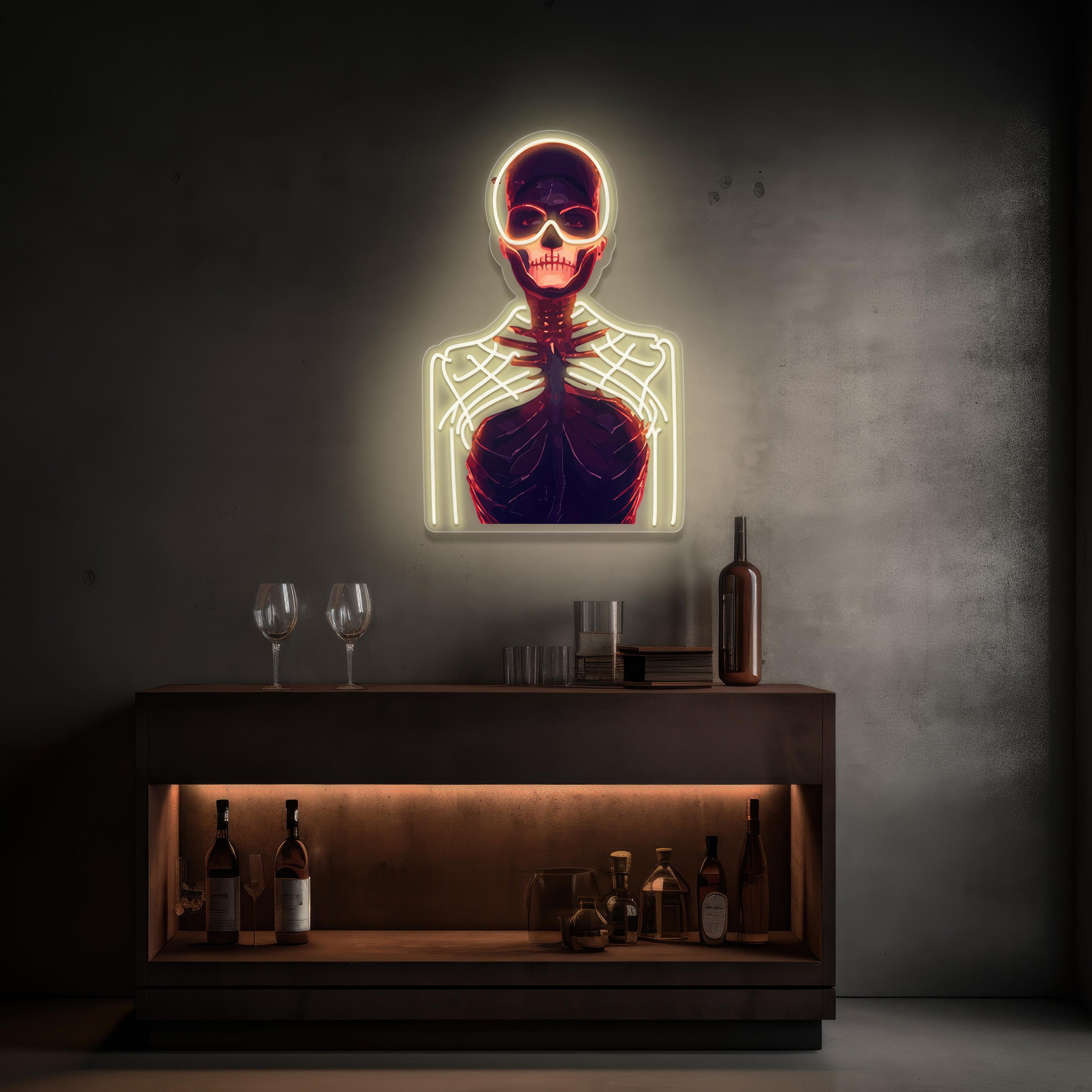 Skeleton Neon LED Light Acrylic Sign: Perfect Art Gift for Home ...