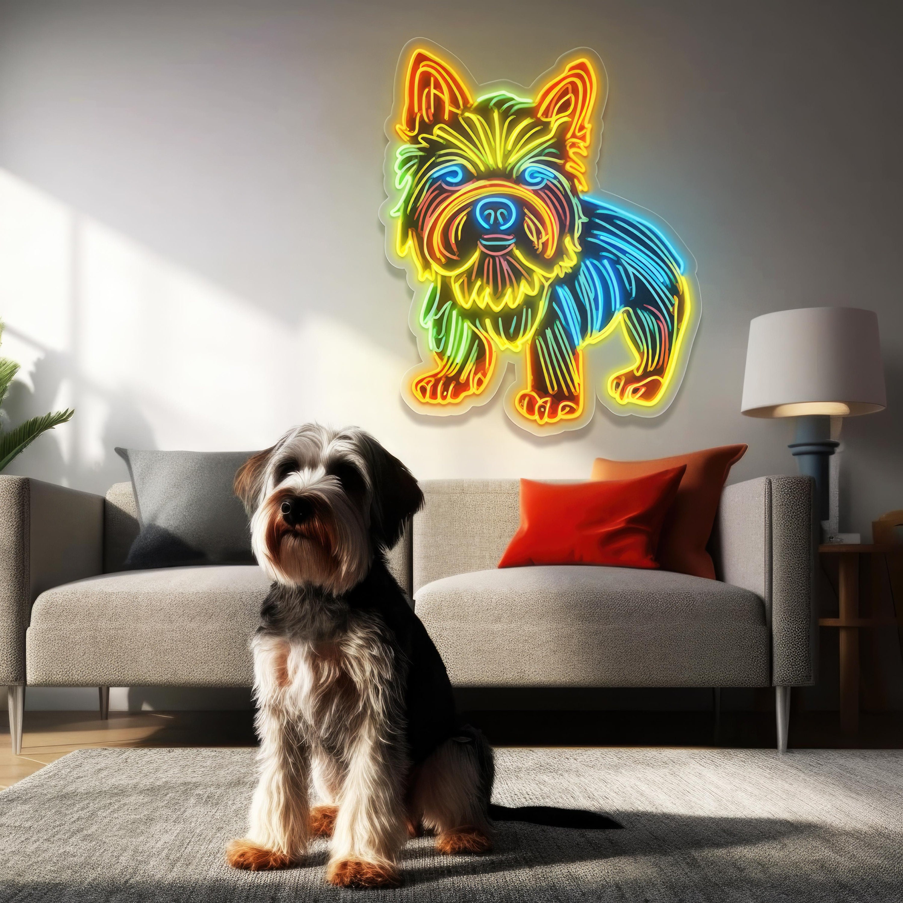 Yorkie Acrylic Neon LED Sign: Yorkshire Terrier Pet Wall Art Large Gift ...