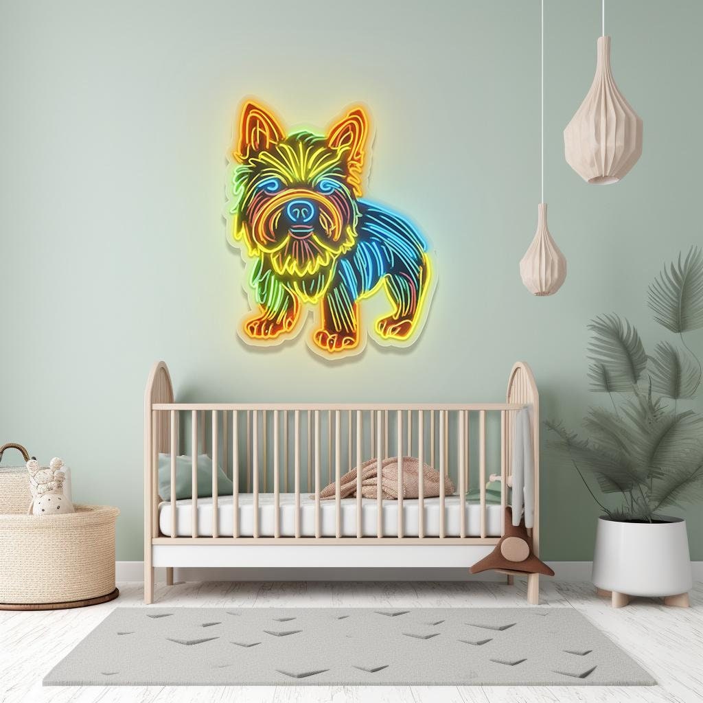 Yorkie Acrylic Neon LED Sign: Yorkshire Terrier Pet Wall Art Large Gift ...