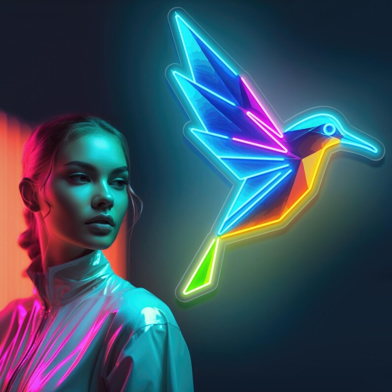 Néon LED acrylique Colibri : Veilleuse animal | Cadeau parfait pour les ...