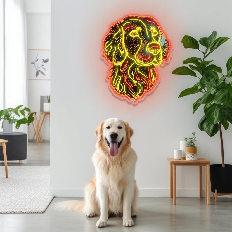 Golden Retriever Acrylic Neon LED Light Sign: Perfect Dog Lover's ...