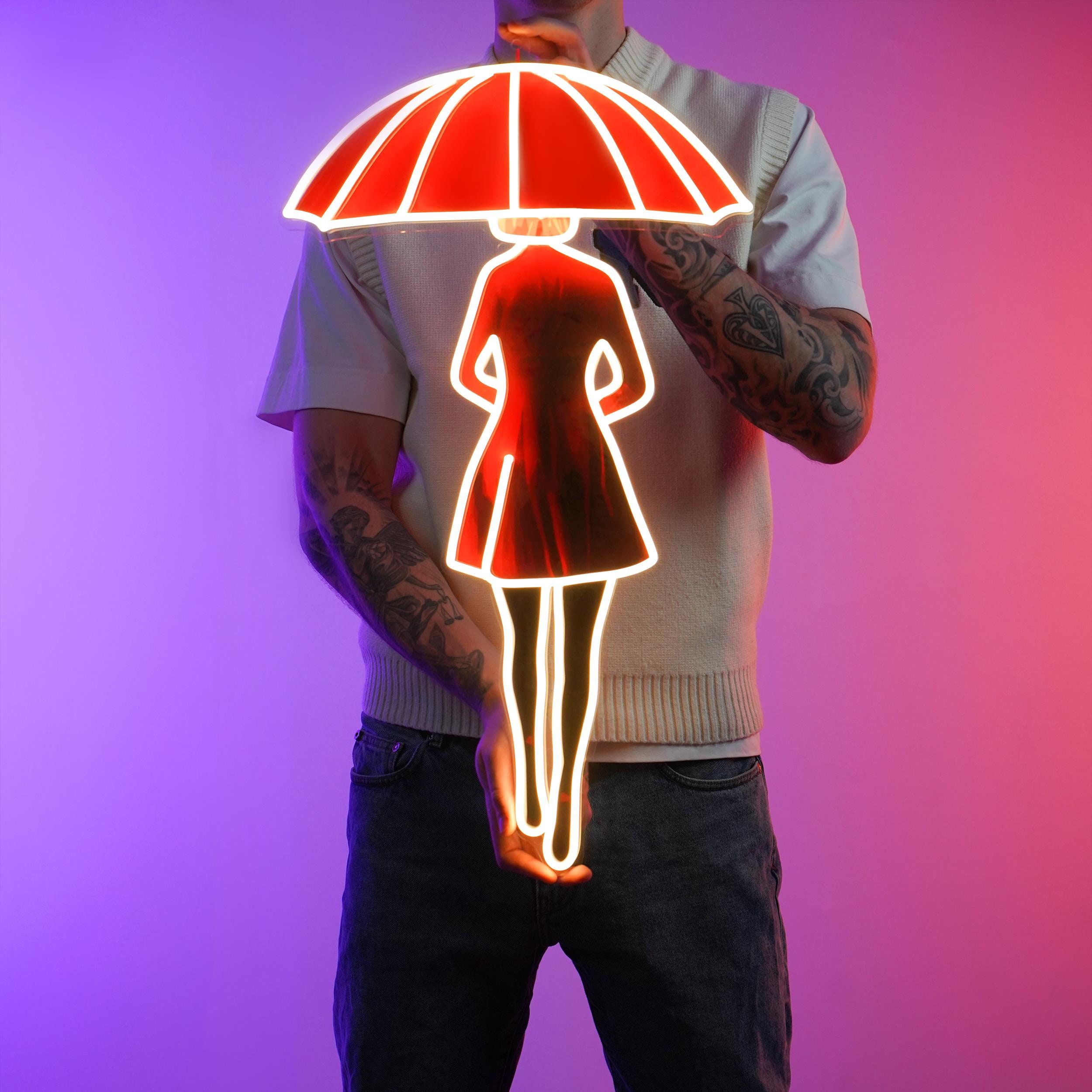 Lady With Umbrella Neon LED Acrylic Light Sign: Aesthetic Art Gift for ...