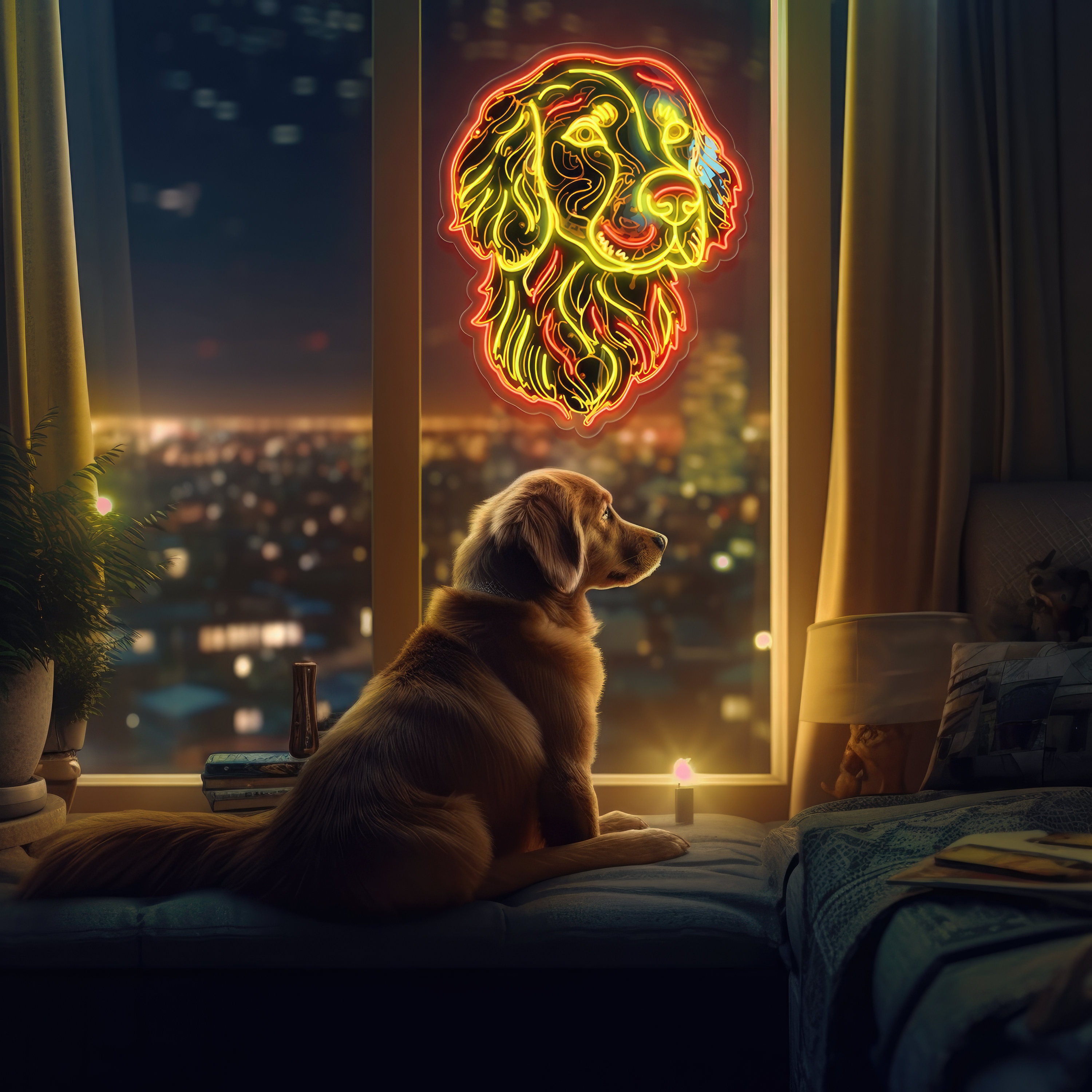 Golden Retriever Acrylic Neon LED Light Sign: Perfect Dog Lover's ...