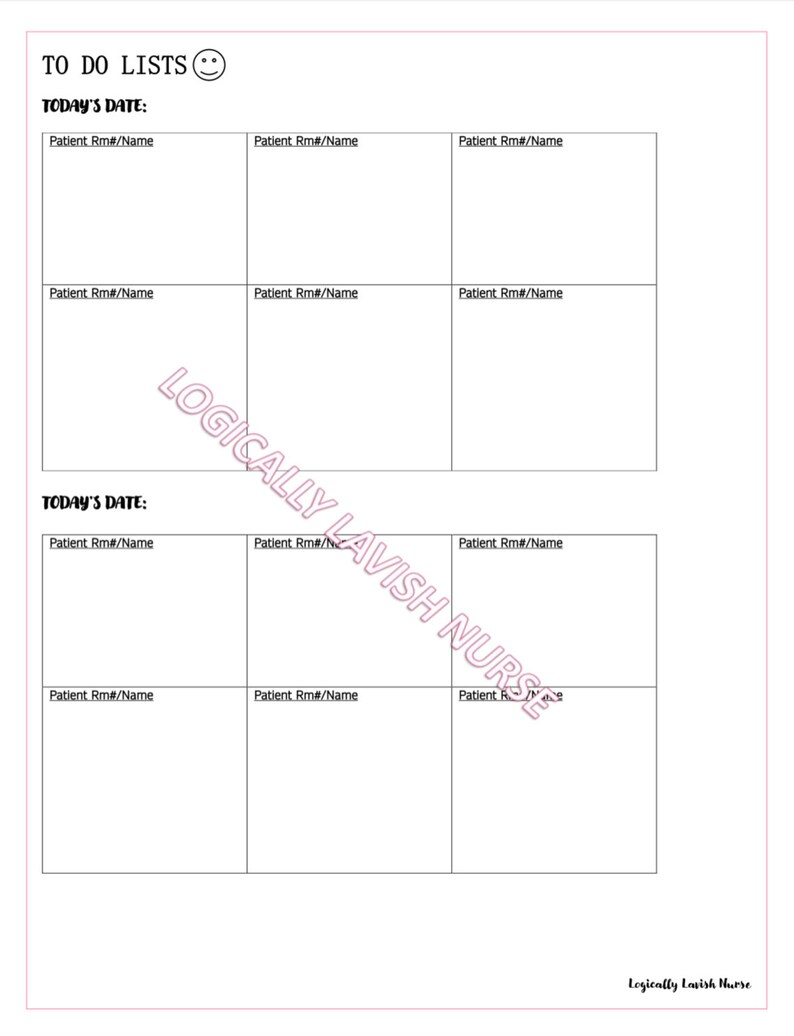 Nursing Templates- Nurse Report Sheet, to Do Lists, and Reflective ...