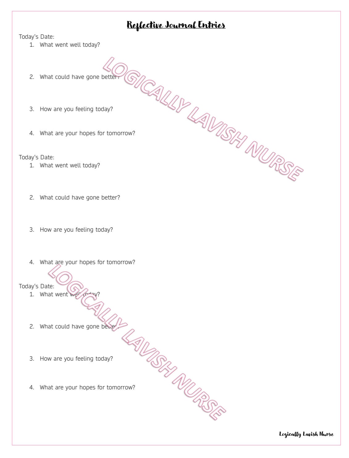Nursing Templates- Nurse Report Sheet, to Do Lists, and Reflective ...