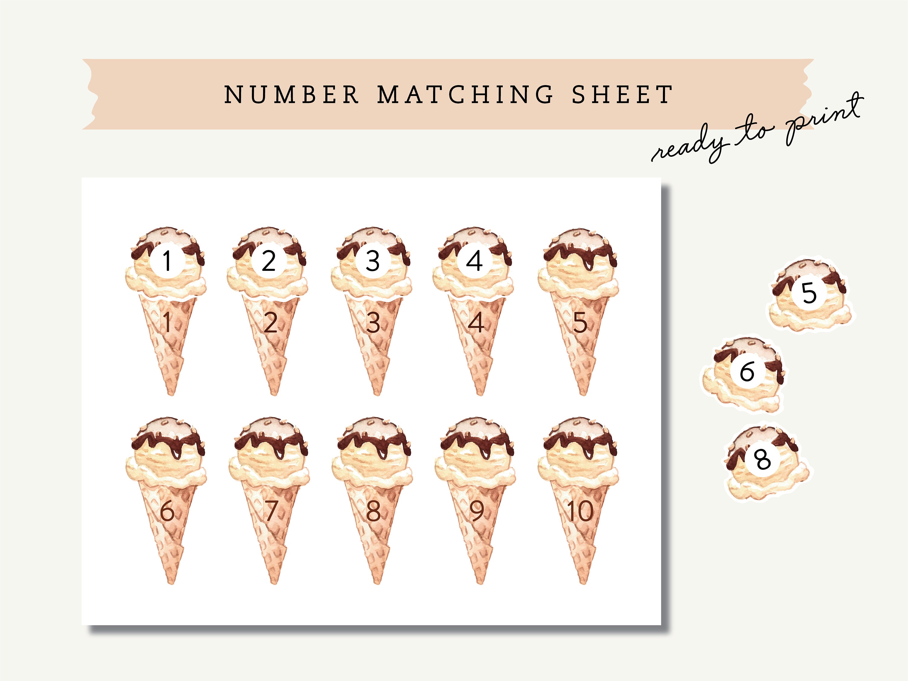 Printable Number Matching Sheet for Toddlers Preschoolers - Etsy