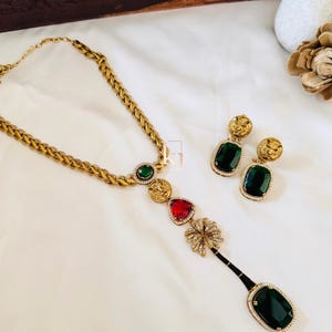 Premium Sabyasachi Inspired Matt Dull Gold Plated Ruby Red Multicolor ...