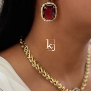 Premium Sabyasachi Inspired Matt Dull Gold Plated Ruby Red Multicolor ...