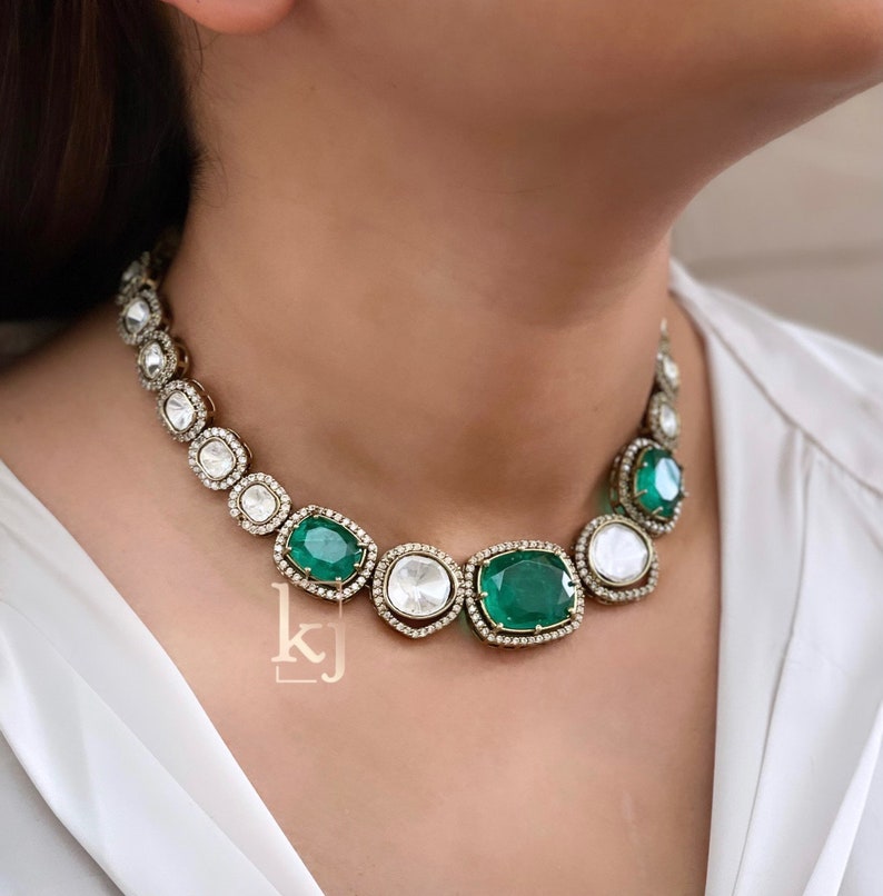 Premium Green Sabyasachi Necklace Set/ Gold Plated Kundan Set/fine ...
