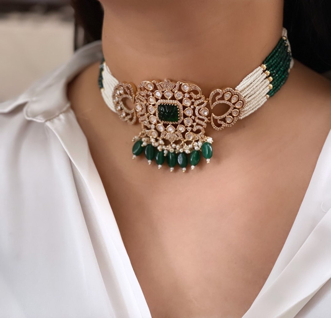 Pre Order Isha Emerald Green Sabyasachi Inspired Necklace Fusion Indian ...