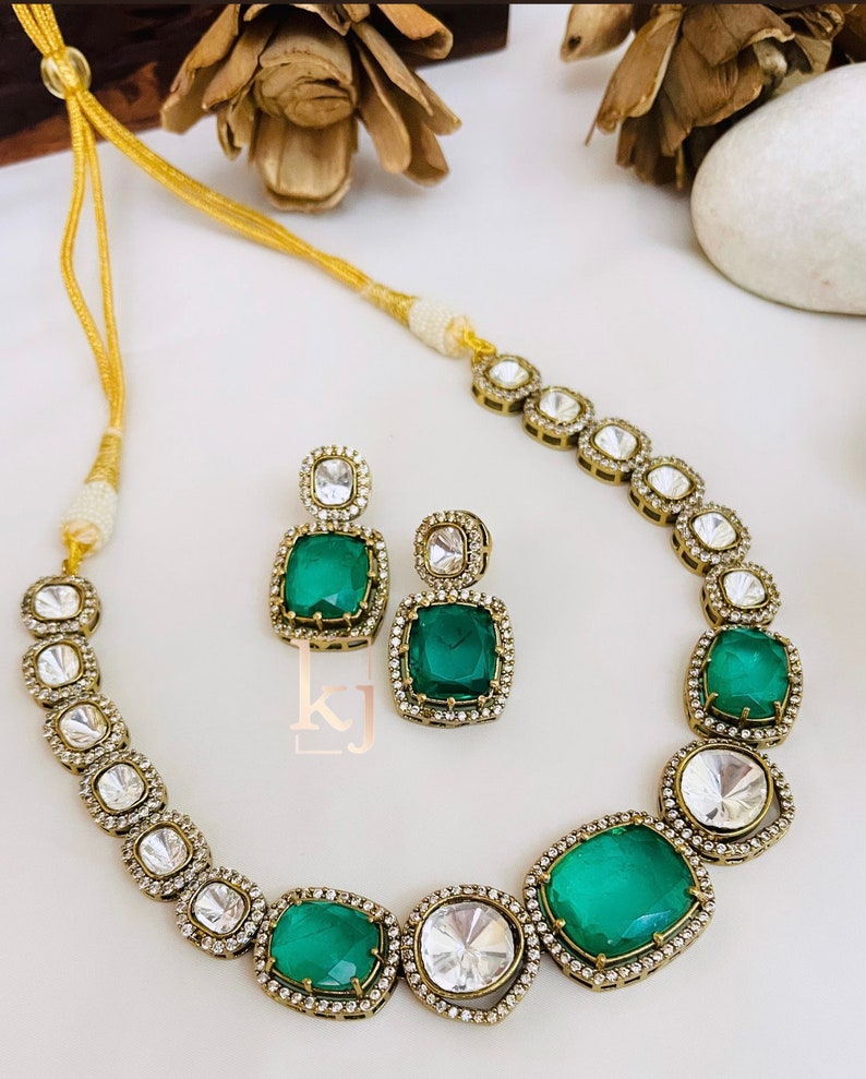 Premium Green Sabyasachi Necklace Set/ Gold Plated Kundan Set/fine ...