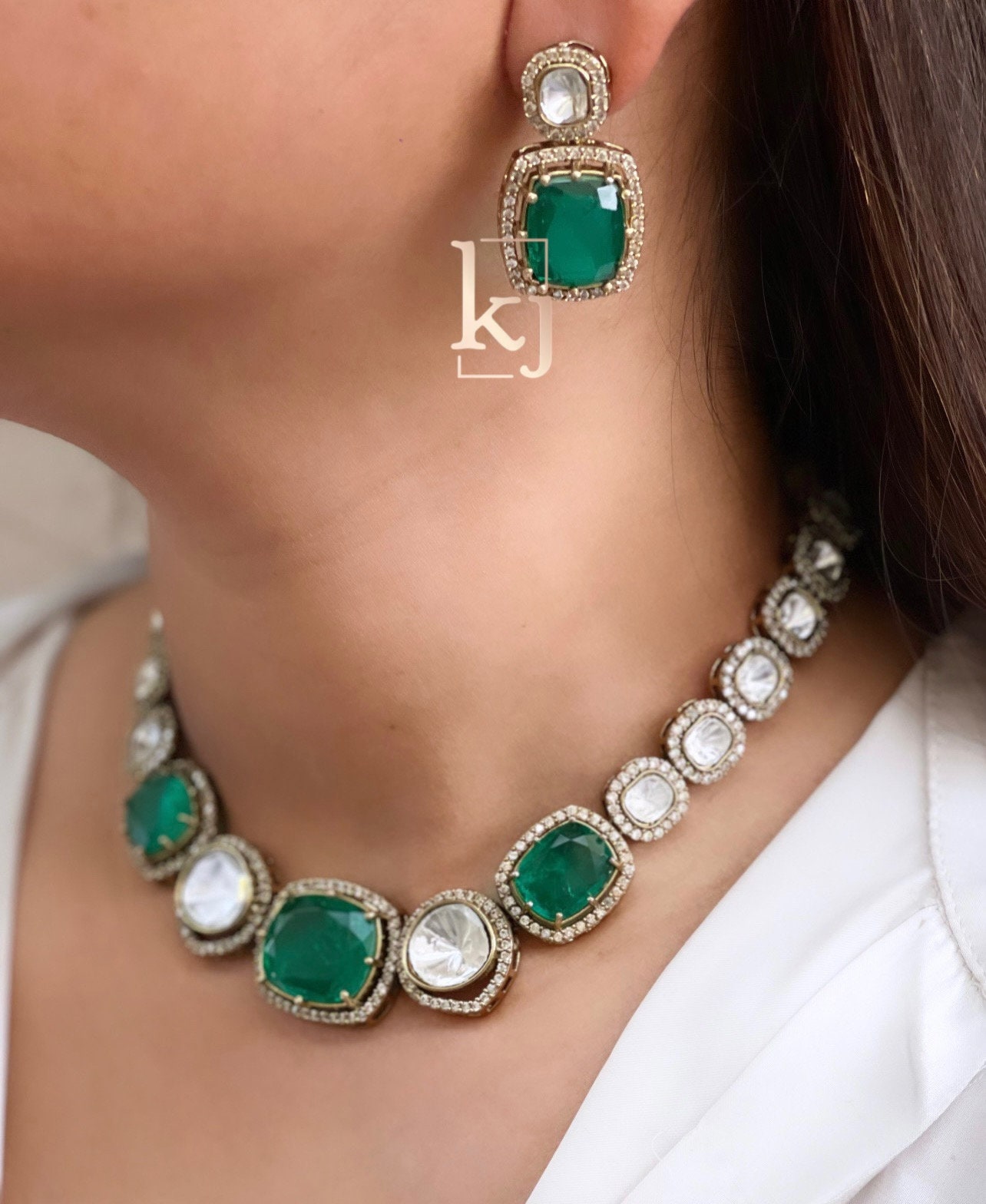 Premium Green Sabyasachi Necklace Set/ Gold Plated Kundan Set/fine ...