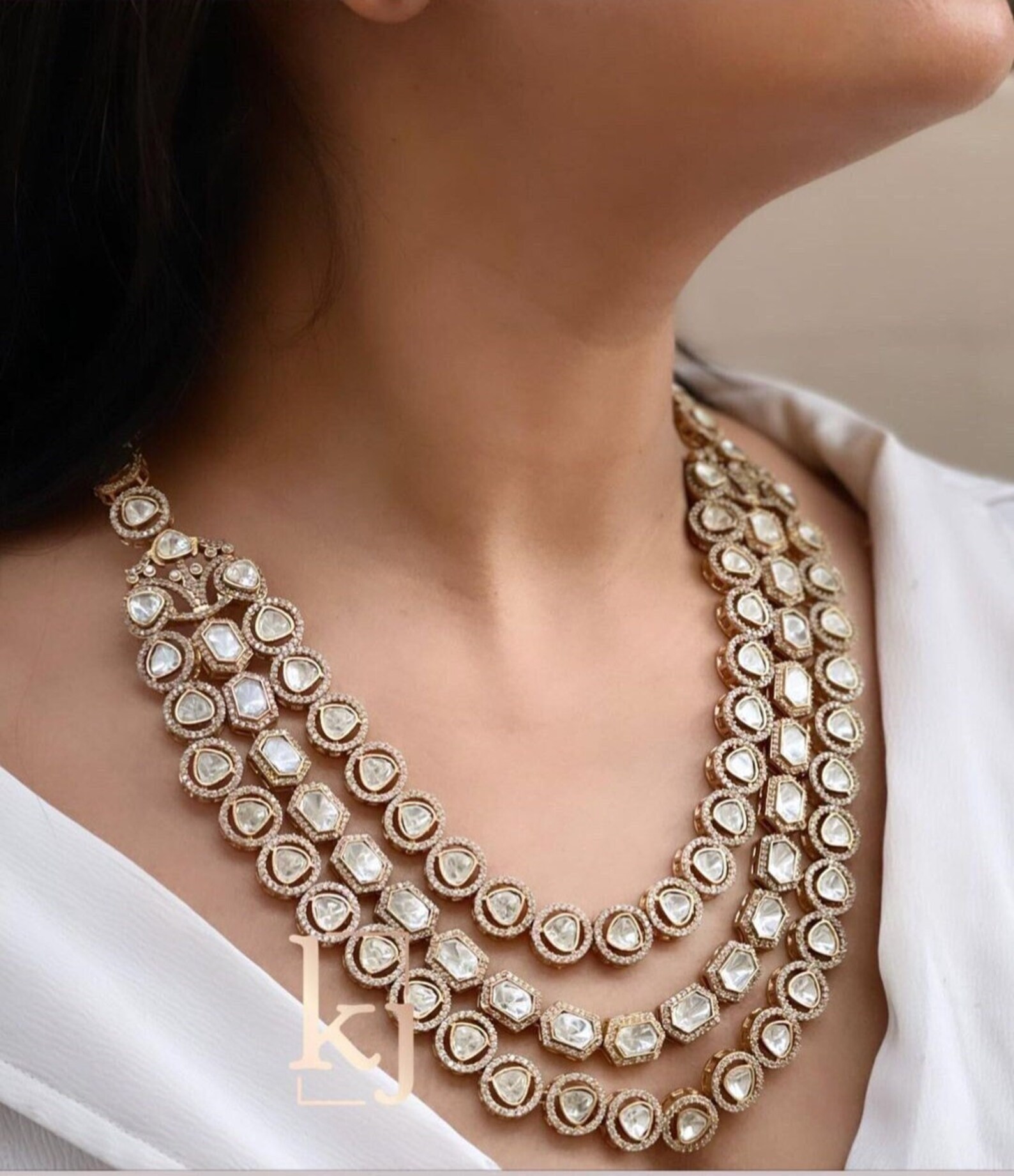 Royal Long Neckless Set/sabyasachi Neckless/diamond Polki Neckless Set ...