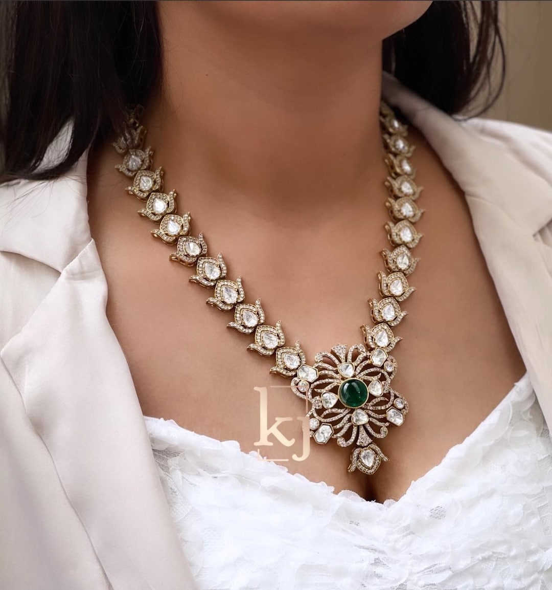 Sabyasachi Inspired Indian Neckless Set Bridle/emerald Necklace Set ...