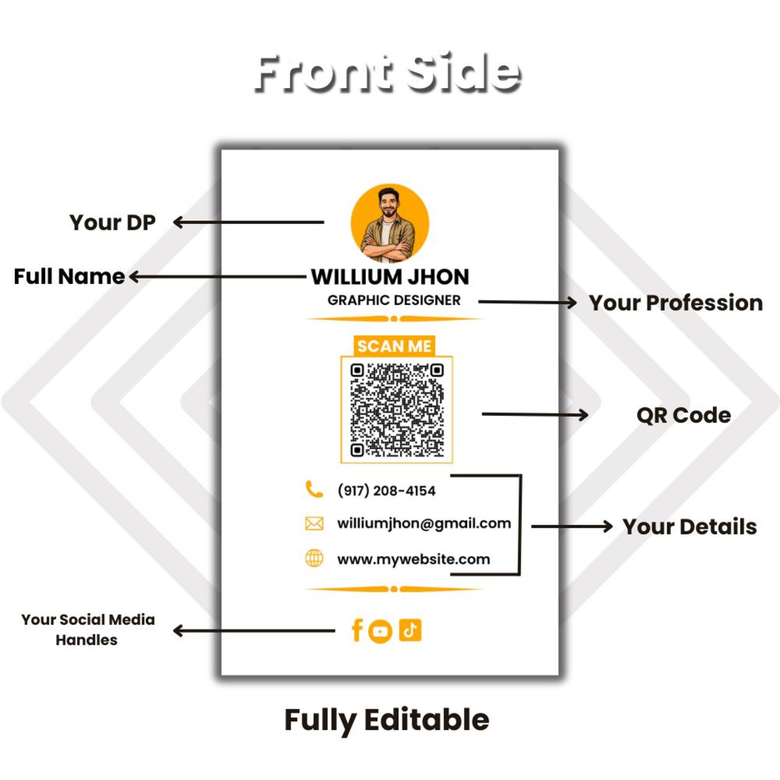 Business Card Template With QR Code | Editable in Canva | Instant ...