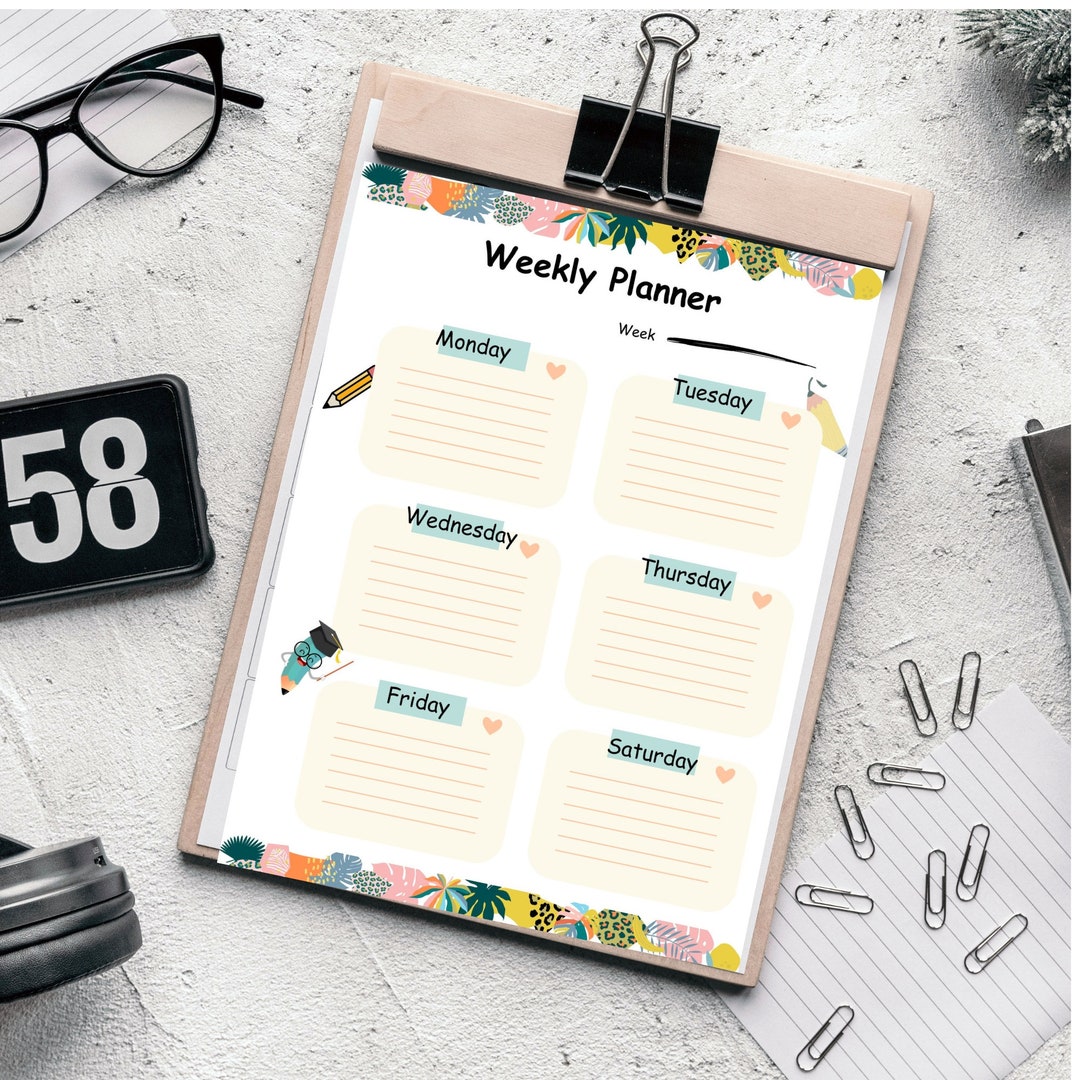 Weekly Planner Printable to Do List, Digital Planner, Printable Planner ...