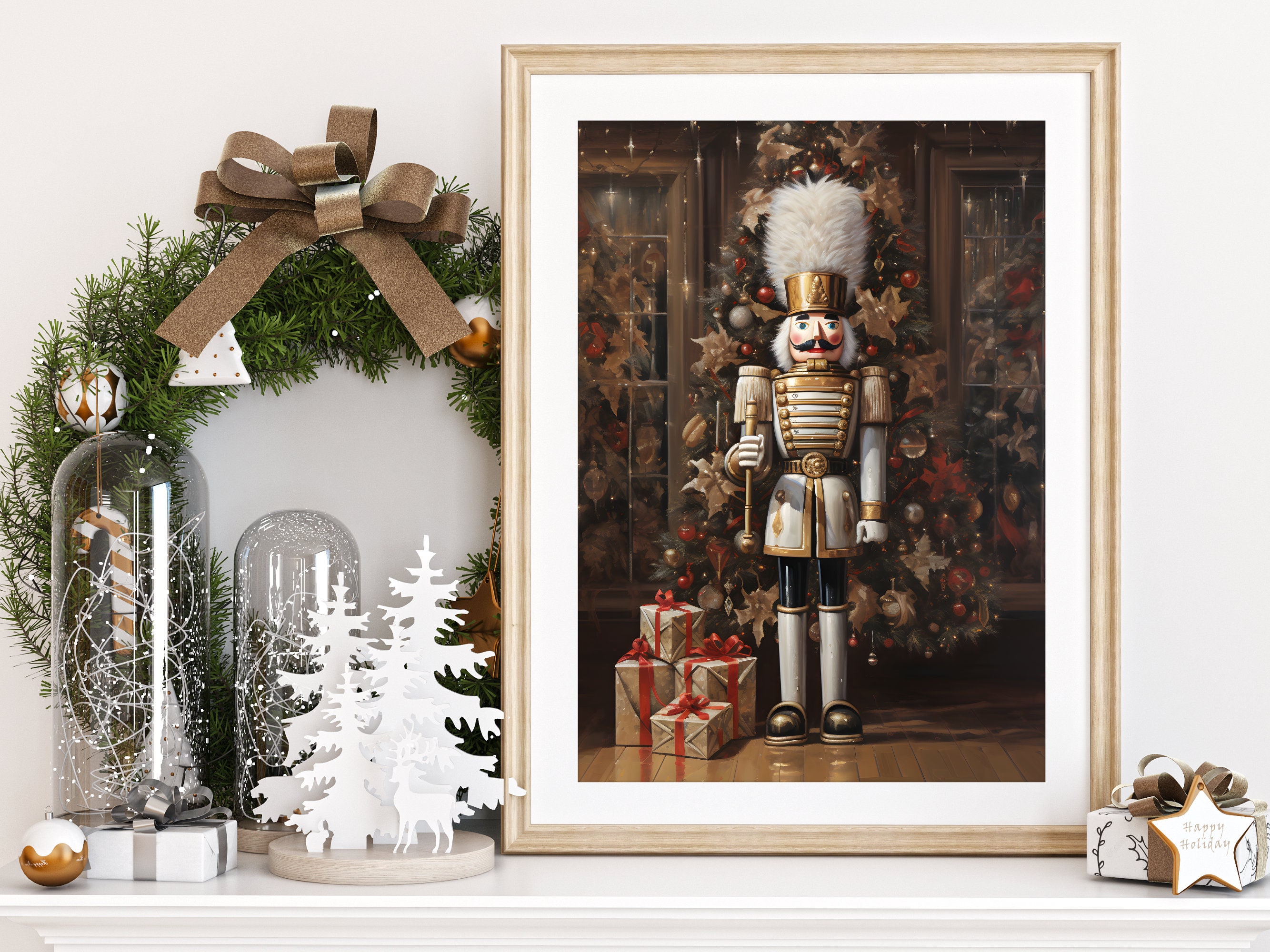 Nutcracker Printable Wall Art Christmas Home Decor Golden Nutcracker ...