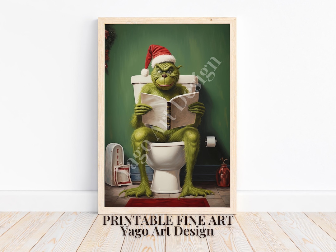 Christmas Grinch on Toilet Digital Print | Grinch in Bathroom | Grinch ...