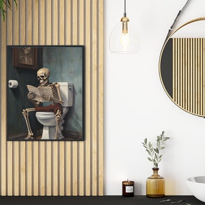 Skeleton on Toilet Reading a Newspaper | Skeleton in Bathroom ...